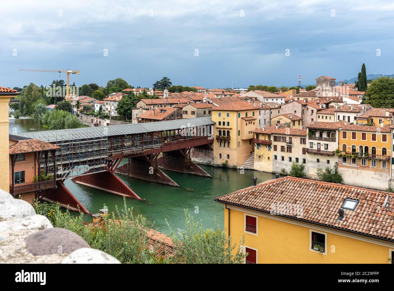 Bassano del Grappa, Italy - September 6, 2019: The wooden covered ...
