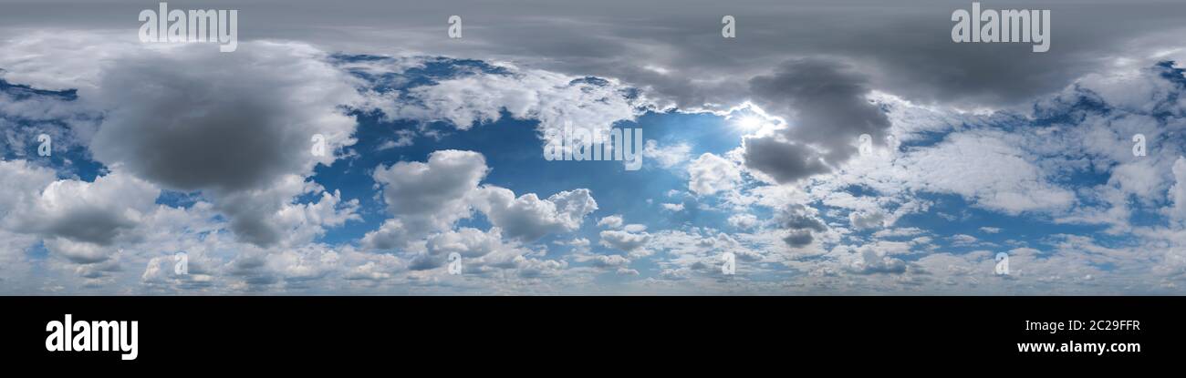 Seamless sky panorama as 360-degree view and beautiful cloud formations ...