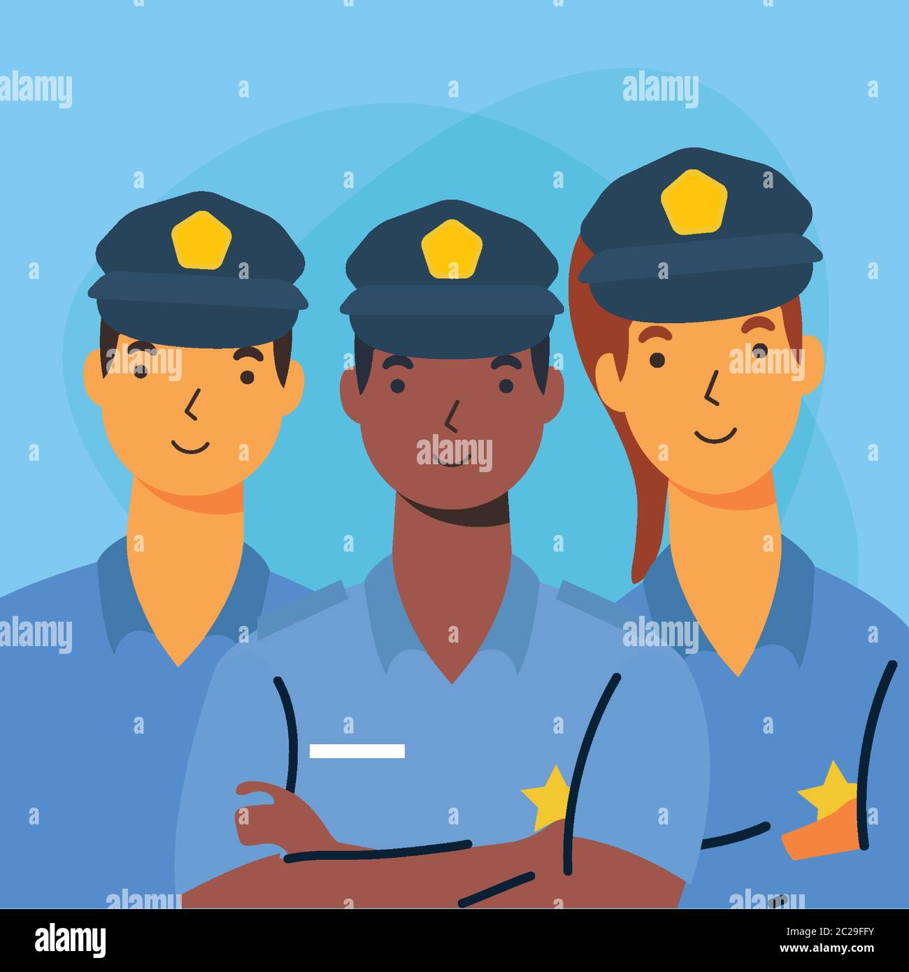 police men and woman design, Workers actions working occupation jobs ...