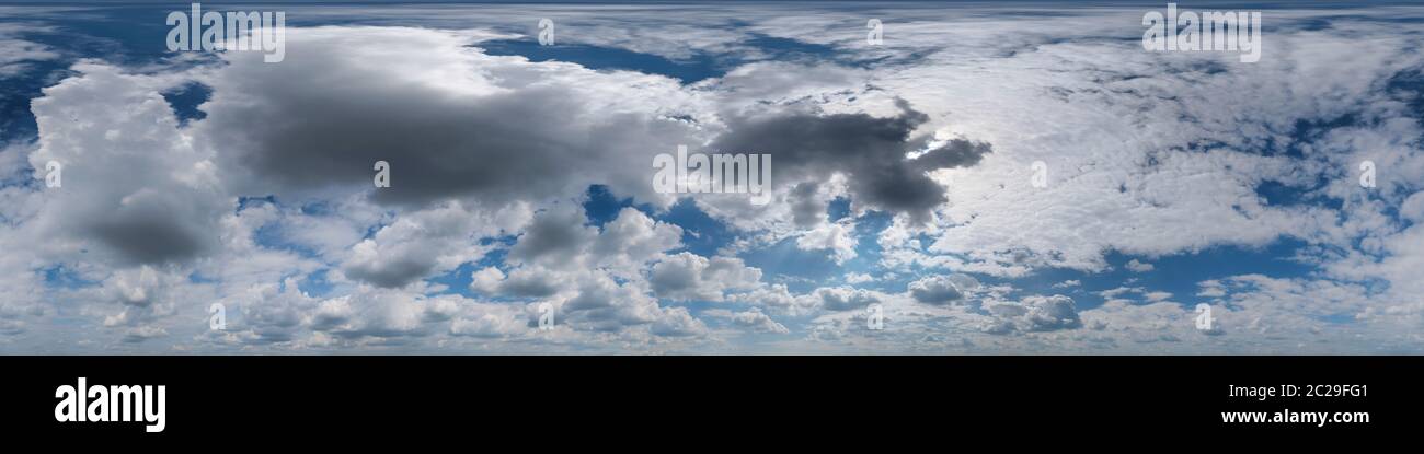 Seamless sky panorama as 360-degree view and beautiful cloud formations ...