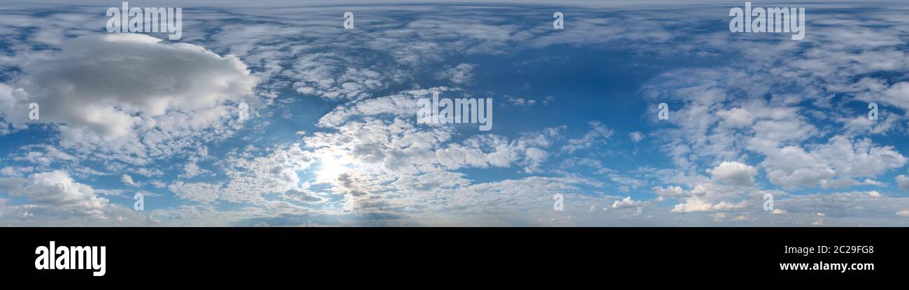 Seamless sky panorama as 360-degree view and beautiful cloud formations ...