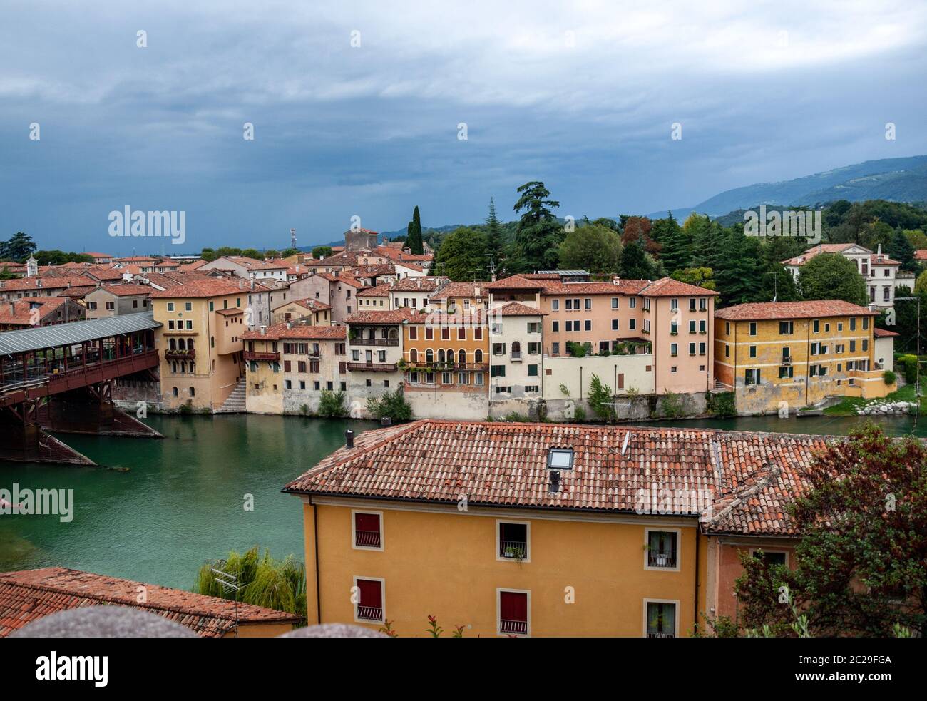 Bassano del Grappa, Italy - September 6, 2019: The wooden covered ...