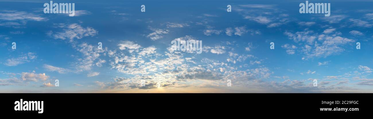 Seamless sky panorama as 360-degree view and beautiful cloud formations ...