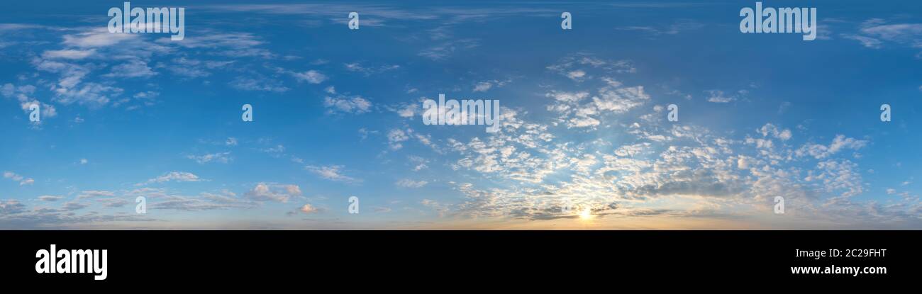 Seamless sky panorama as 360-degree view and beautiful cloud formations ...