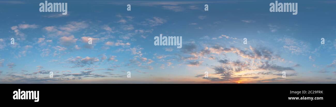 Seamless sky panorama as 360-degree view and beautiful cloud formations ...