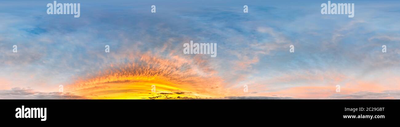 Seamless sky panorama as 360-degree view and beautiful cloud formations ...