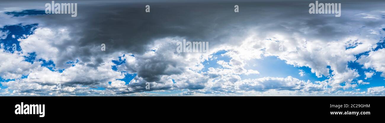 Seamless sky panorama as 360-degree view and beautiful cloud formations ...