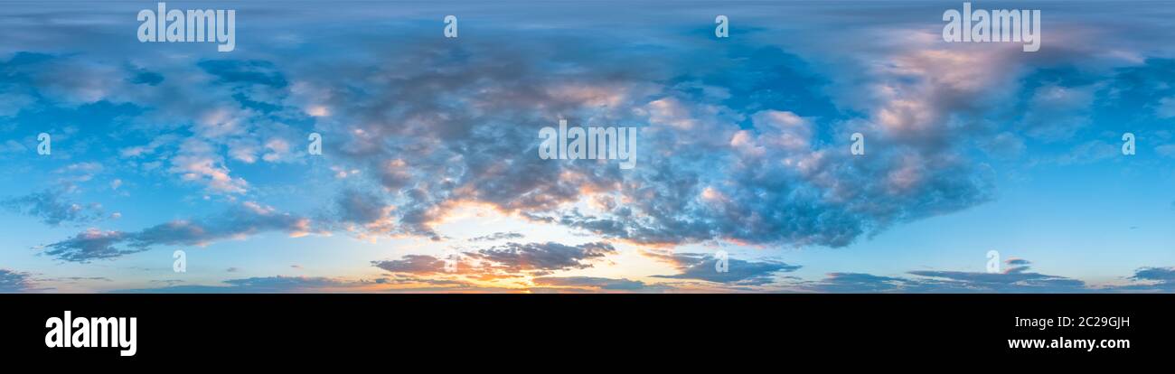 Seamless sky panorama as 360-degree view and beautiful cloud formations ...