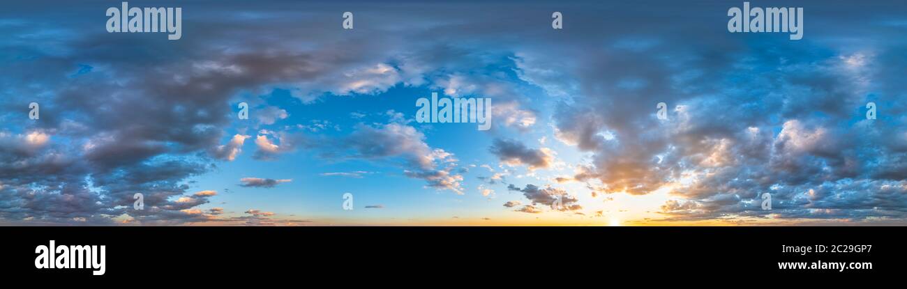 Seamless sky panorama as 360-degree view and beautiful cloud formations ...
