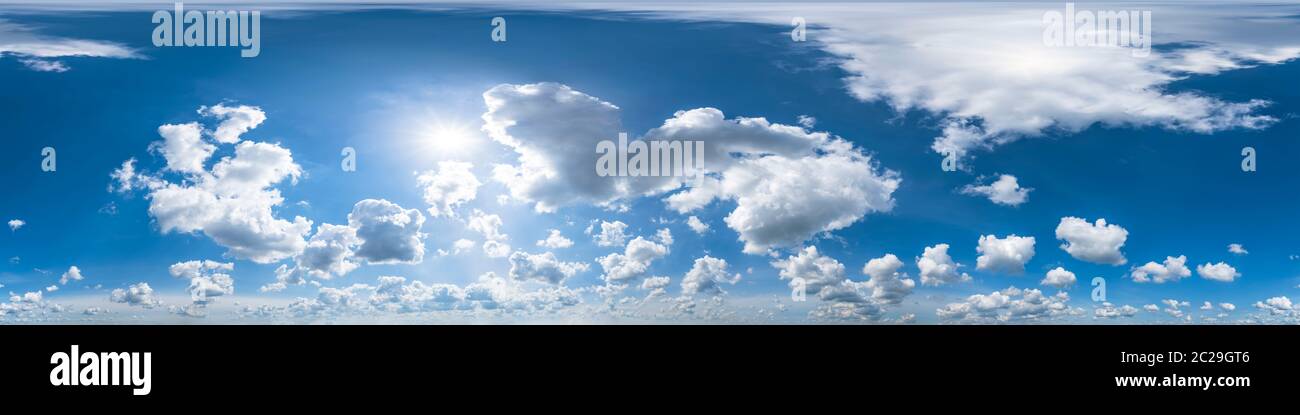 Seamless sky panorama as 360-degree view and beautiful cloud formations ...