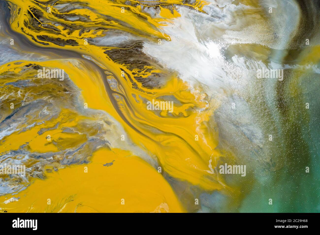 Aerial view of surrealistic industrial place. Human impact on the ...