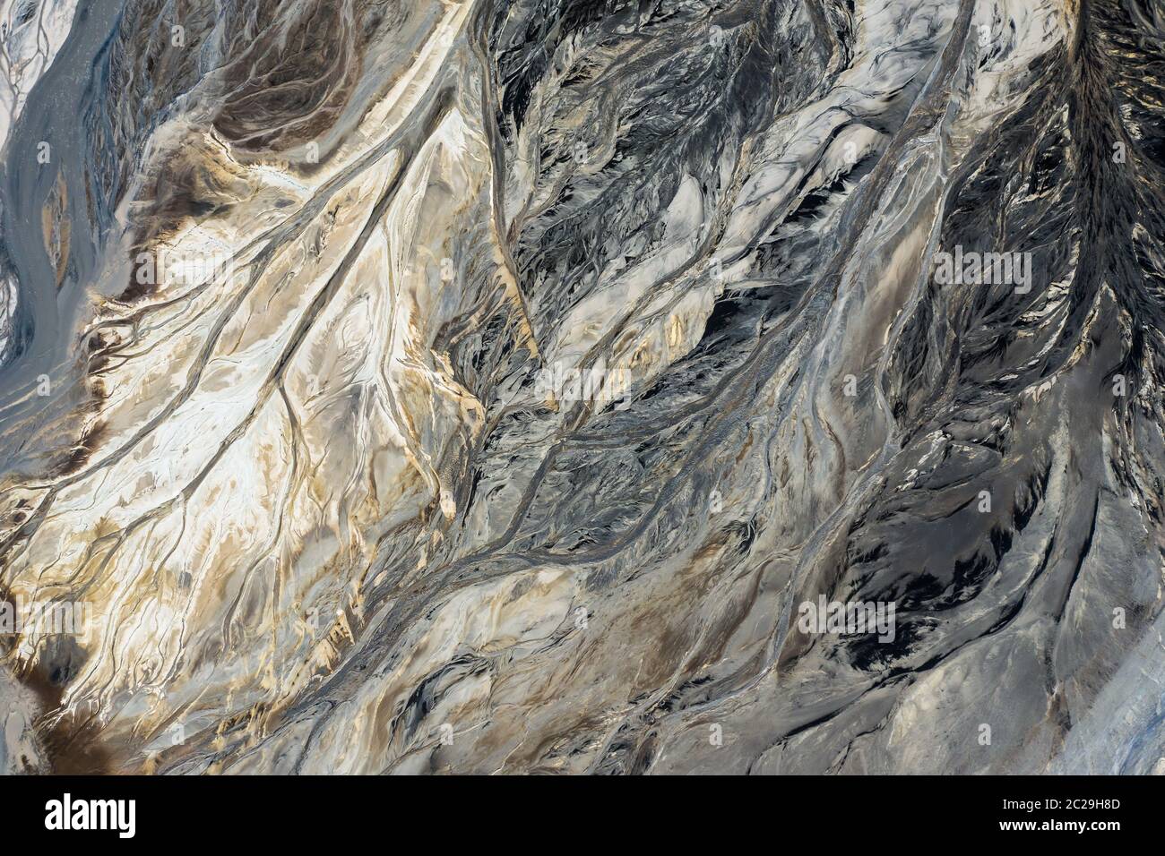 Aerial view of surrealistic industrial place. Human impact on the ...