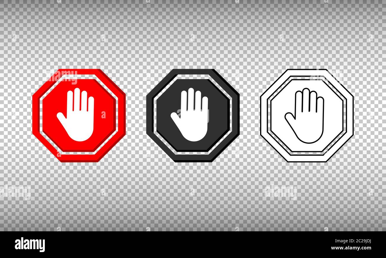 Stop sign hand icon set. Vector on isolated background. Eps 10 Stock ...