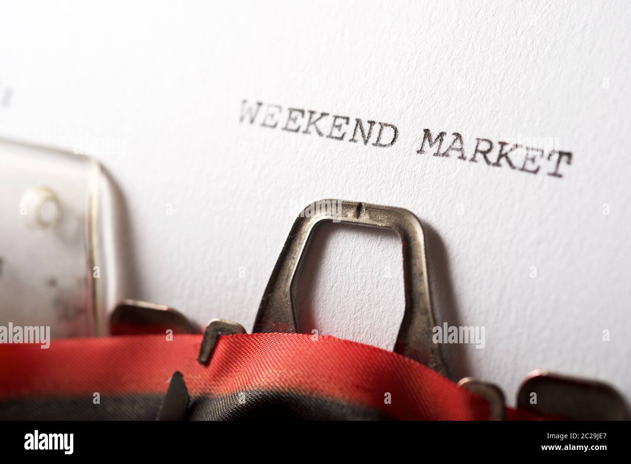 The sentence weekend market written with a typewriter Stock Photo - Alamy