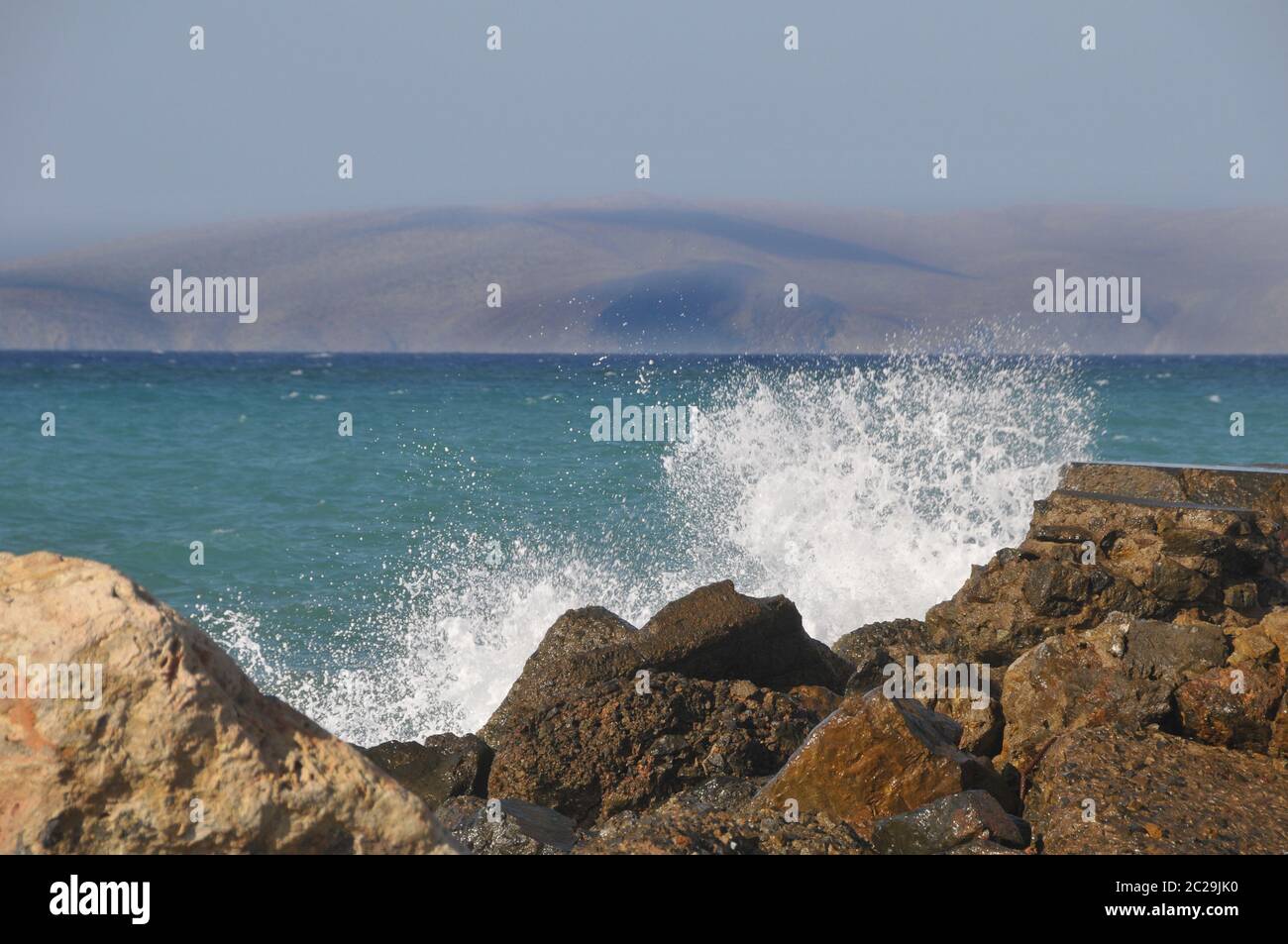 Wave on the coast of IrÃ¡klio on Crete Stock Photo - Alamy