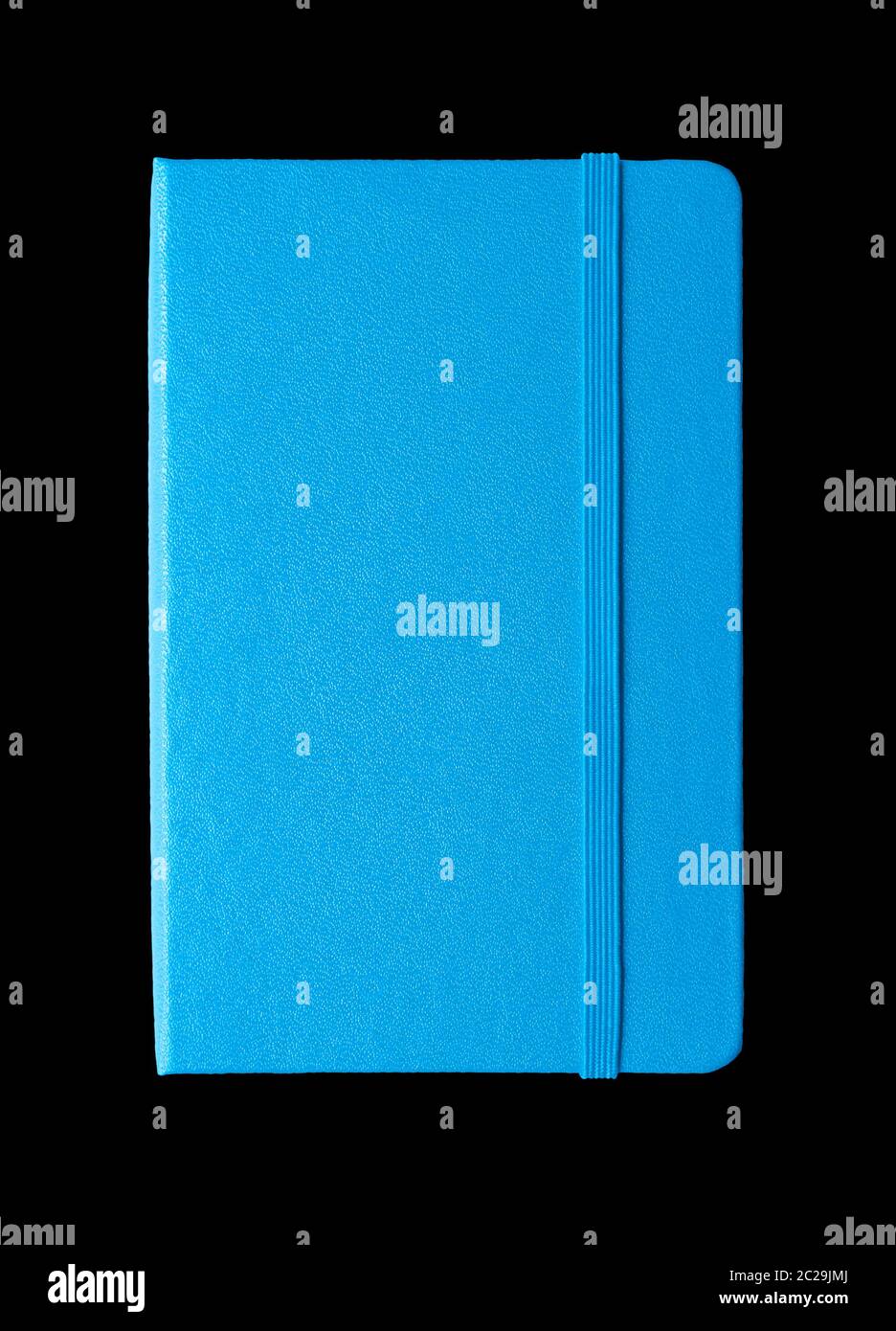 Cyan blue closed notebook mockup isolated on black Stock Photo - Alamy