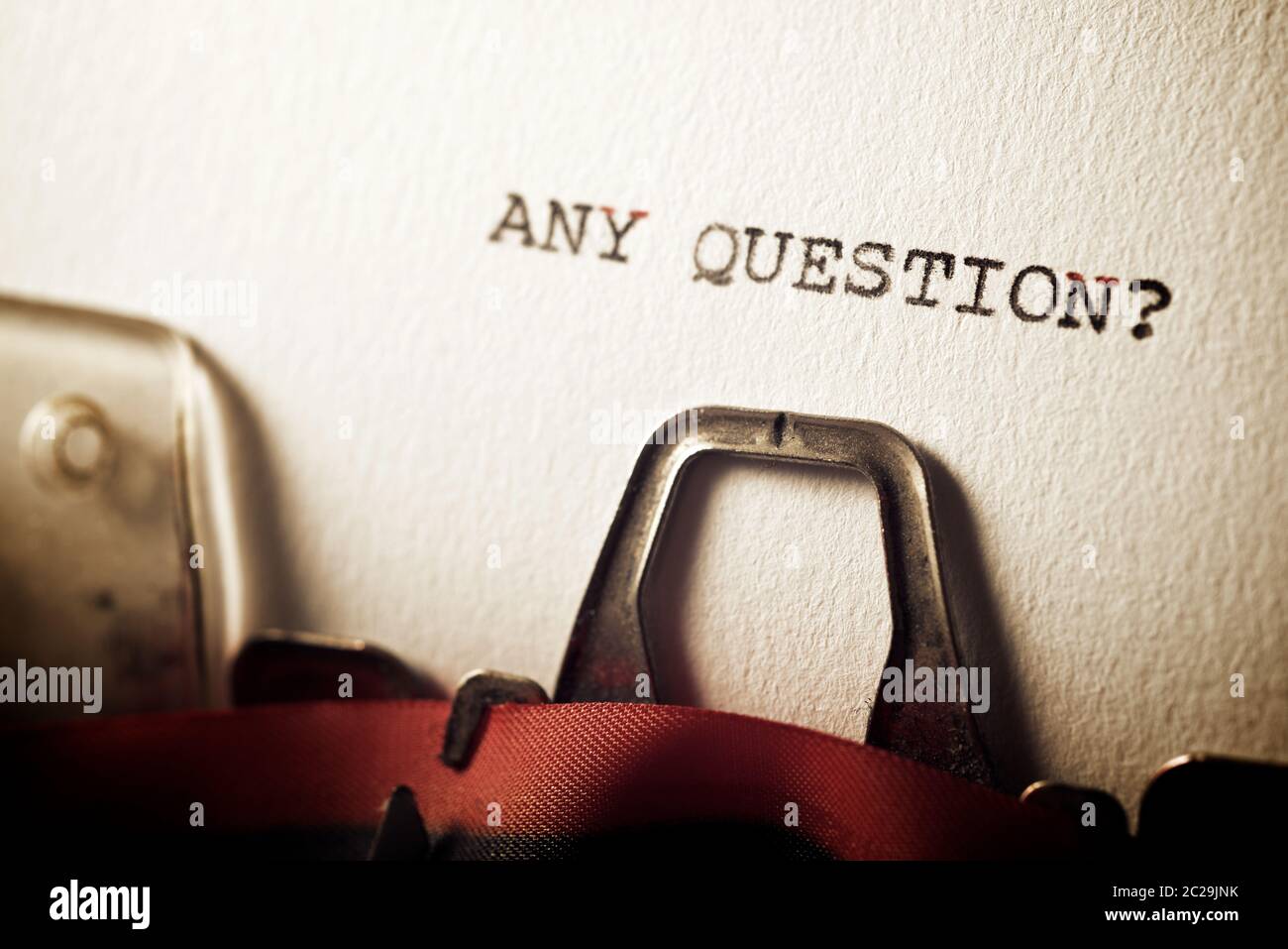 Any question? text written with a typewriter Stock Photo - Alamy