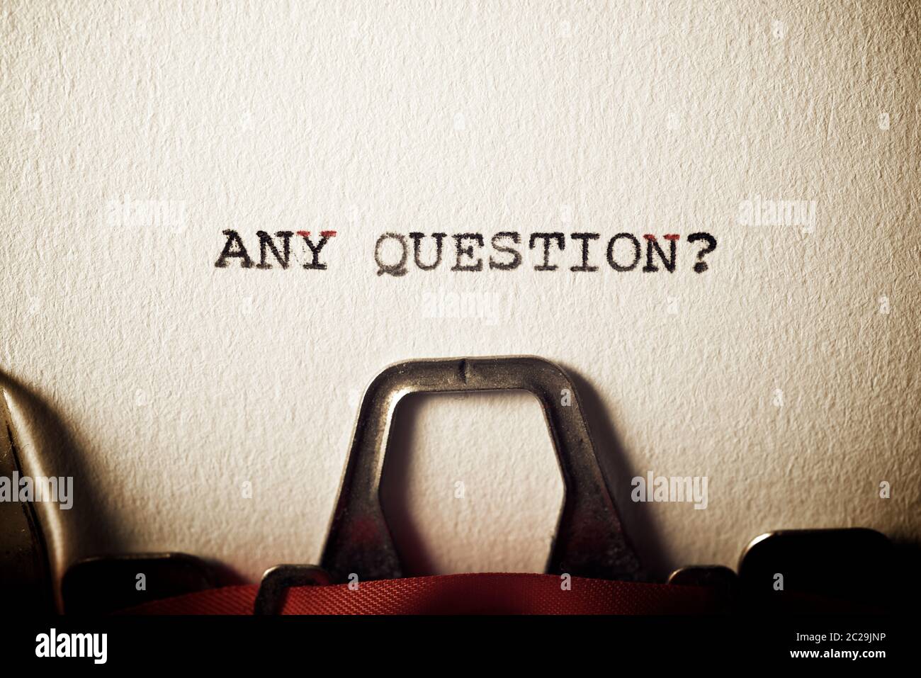 Any question? text written with a typewriter Stock Photo - Alamy