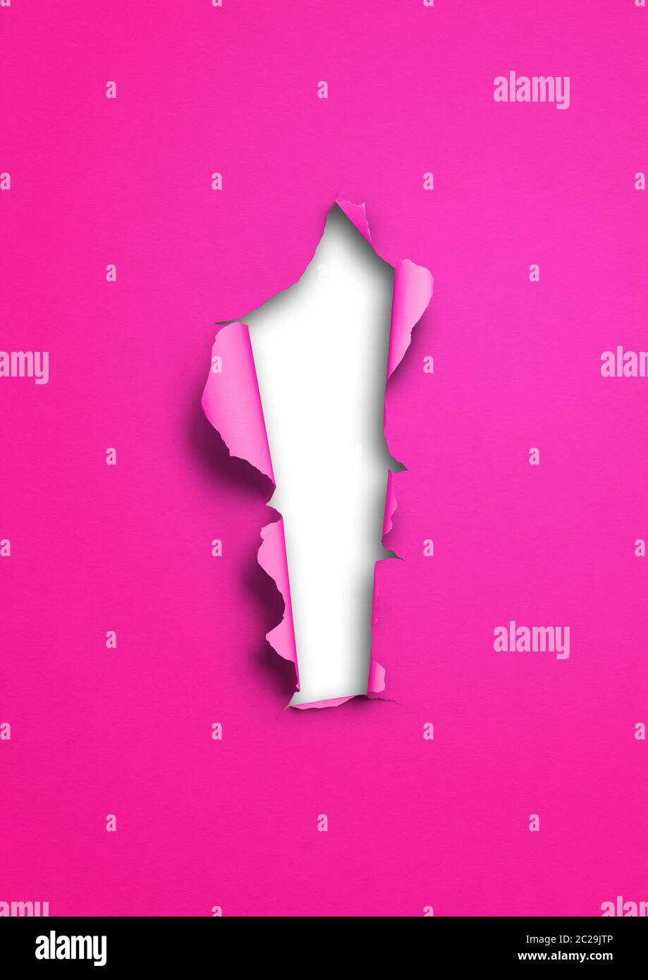 Pink torn paper with hole. blank background template Stock Photo - Alamy