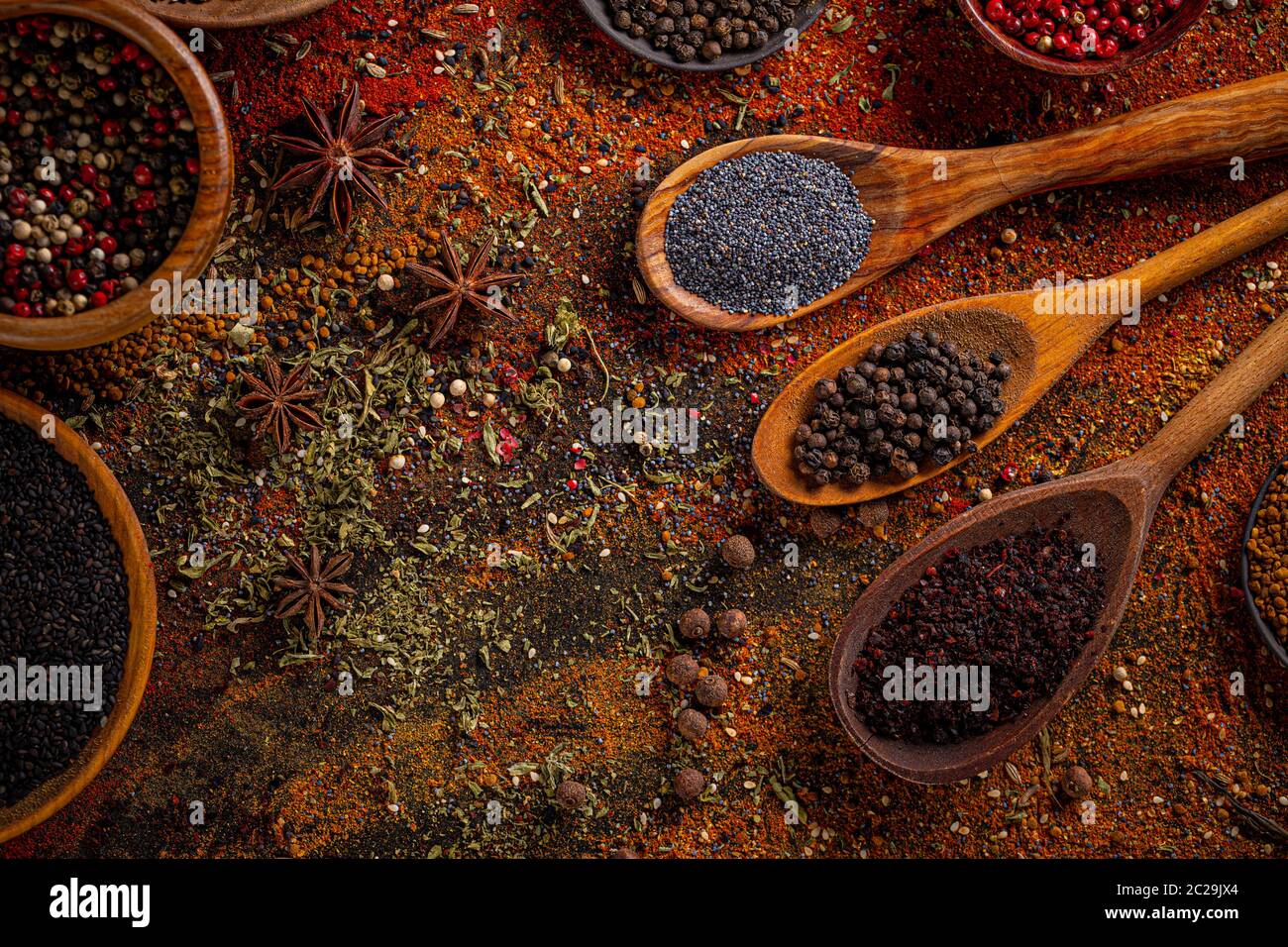 Assortment of spices, set of spices and condiments Stock Photo - Alamy