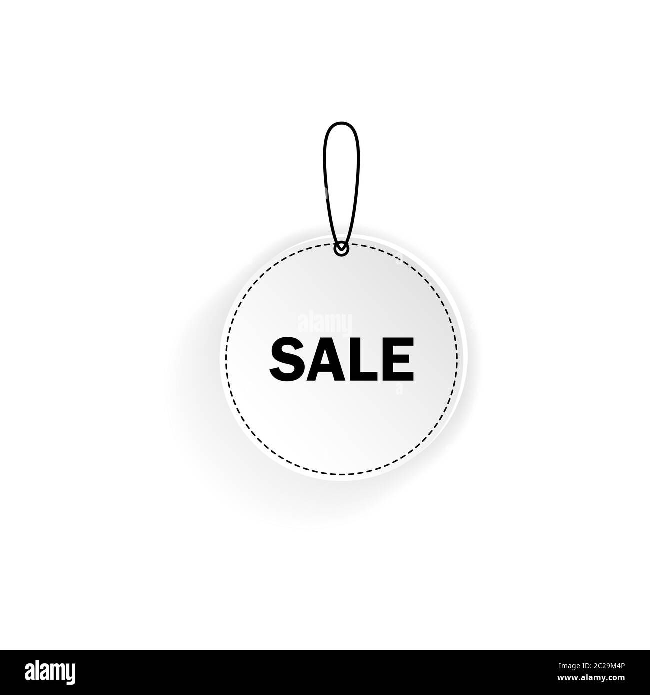Round white price tag with sale text. Vector on isolated white ...