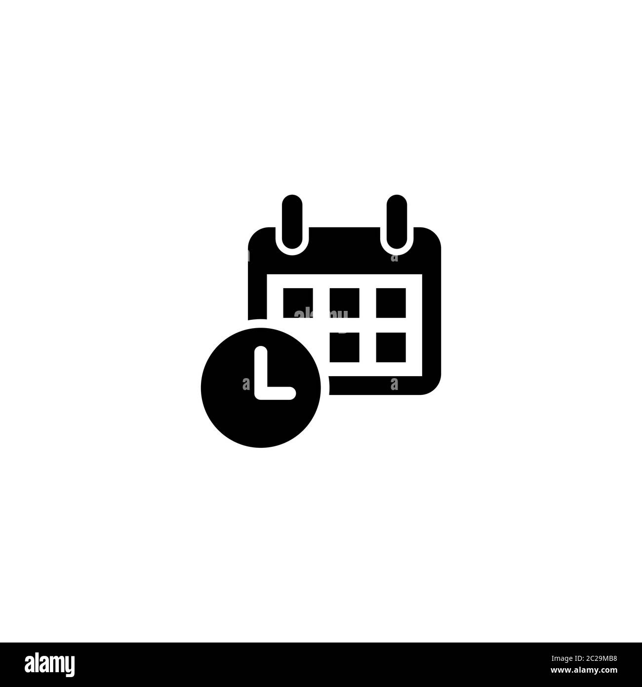 Calendar and clock icon. Date and time symbol. Vector on isolated white ...