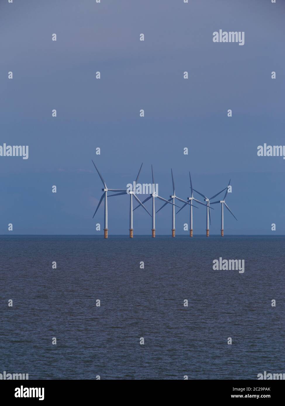 Offshore wind turbines at Gunflint Sands off Clacton on Sea Stock Photo ...