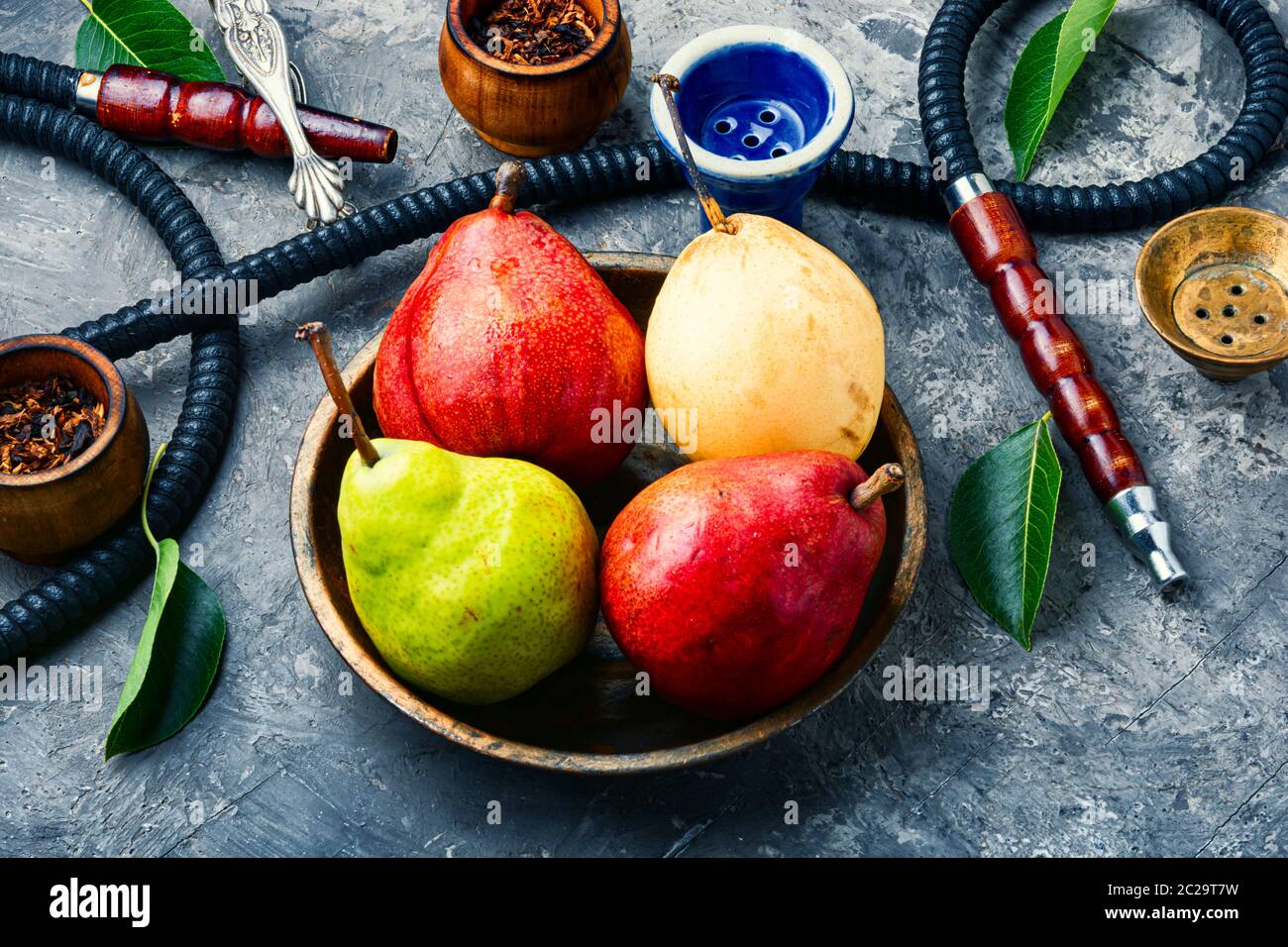 Smoking hookah.Details of Turkish kalian.Shisha with a fruity aroma of ...