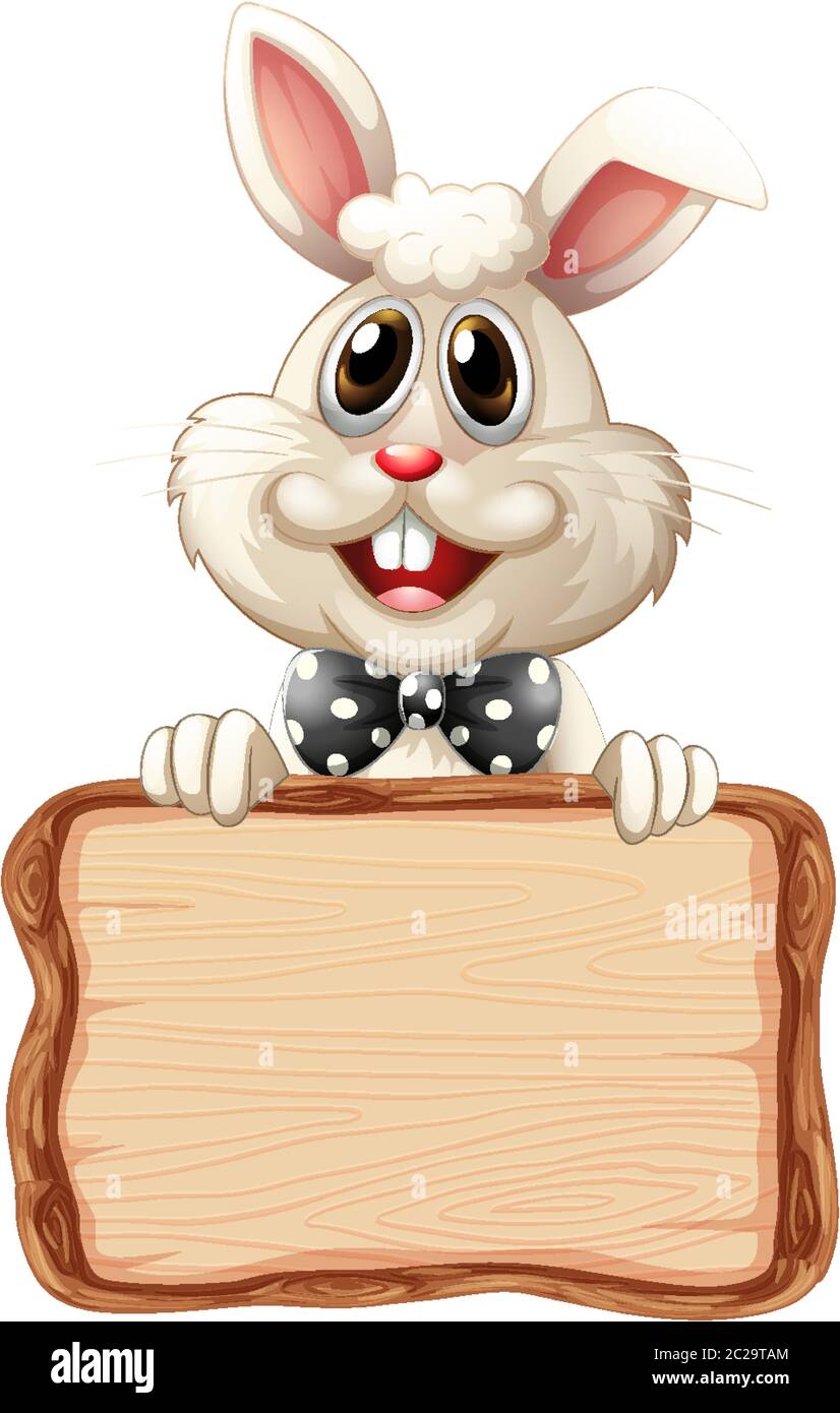 Board template with cute rabbit on white background illustration Stock ...