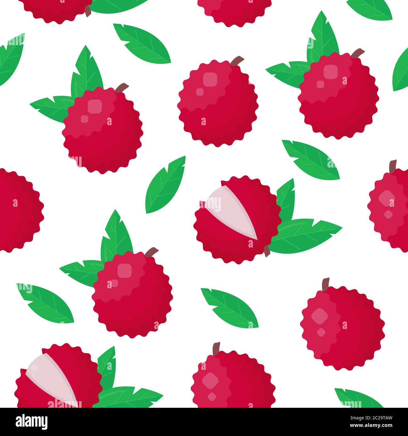 Lychee Seamless Pattern. Lychee background with leafs Stock Vector ...