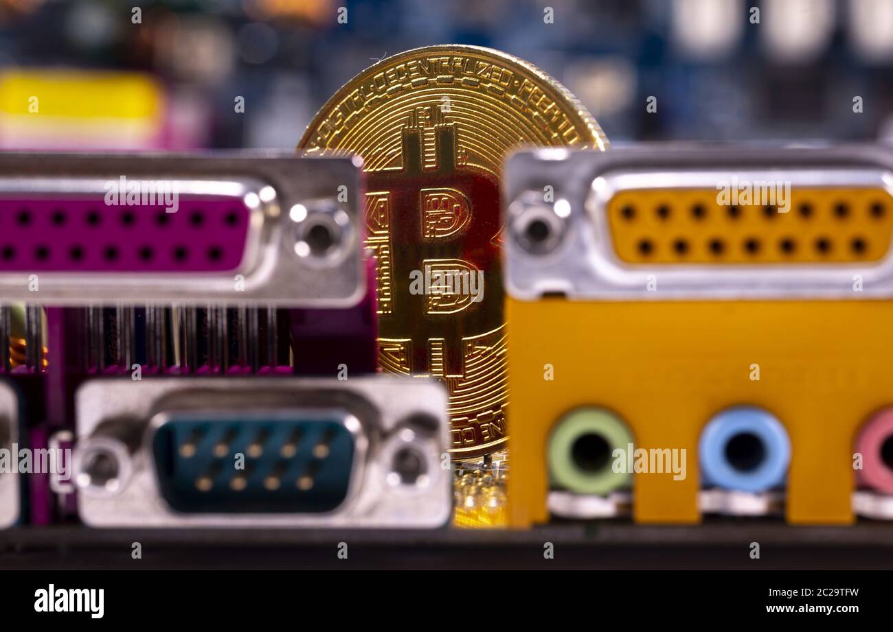 Bitcoin coin and printed circuit board PCB Stock Photo - Alamy