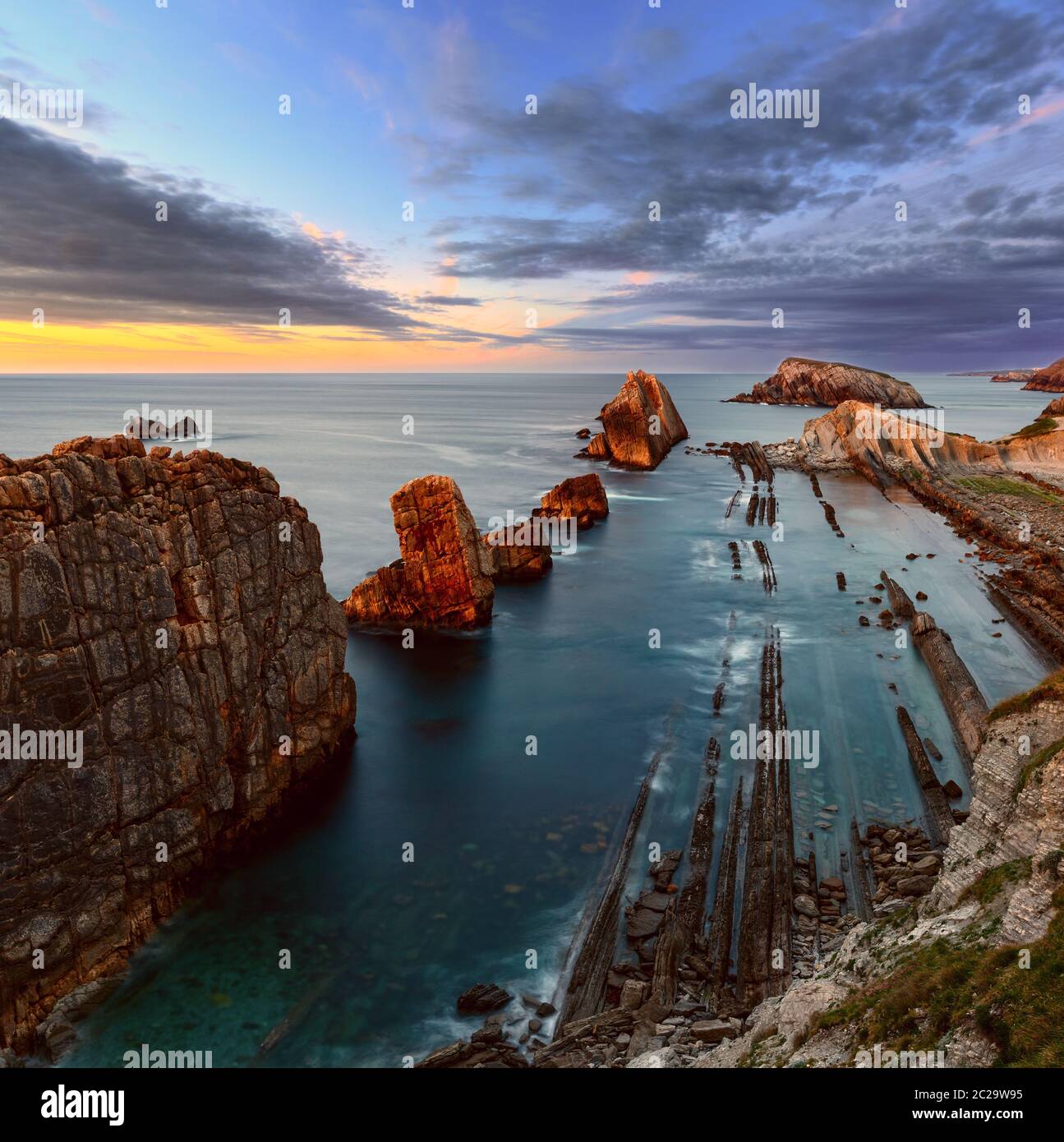Evening Atlantic ocean coastline near Portio Beach Stock Photo - Alamy