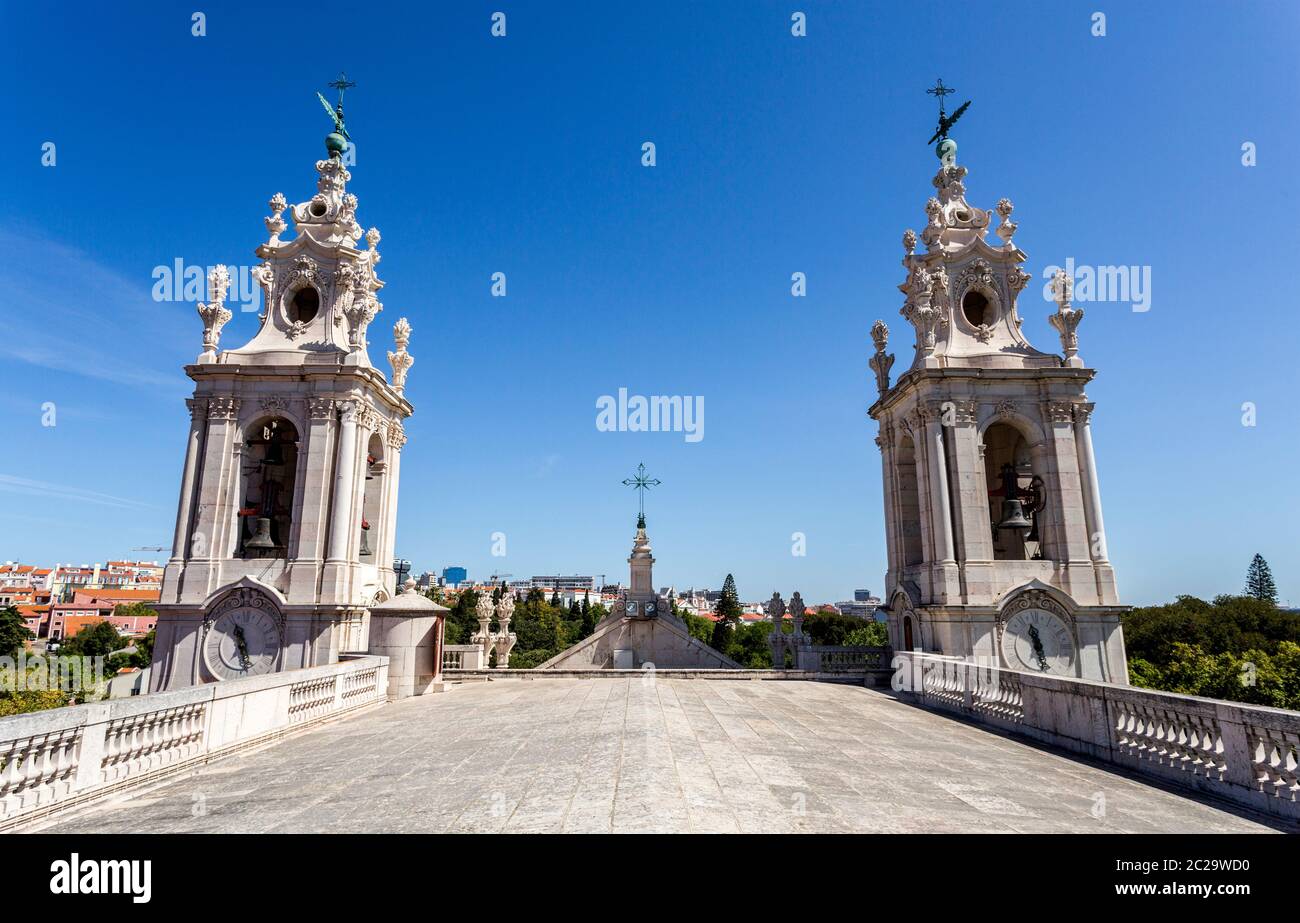 The double clock tower of the late Baroque and Neo-Classical Royal ...