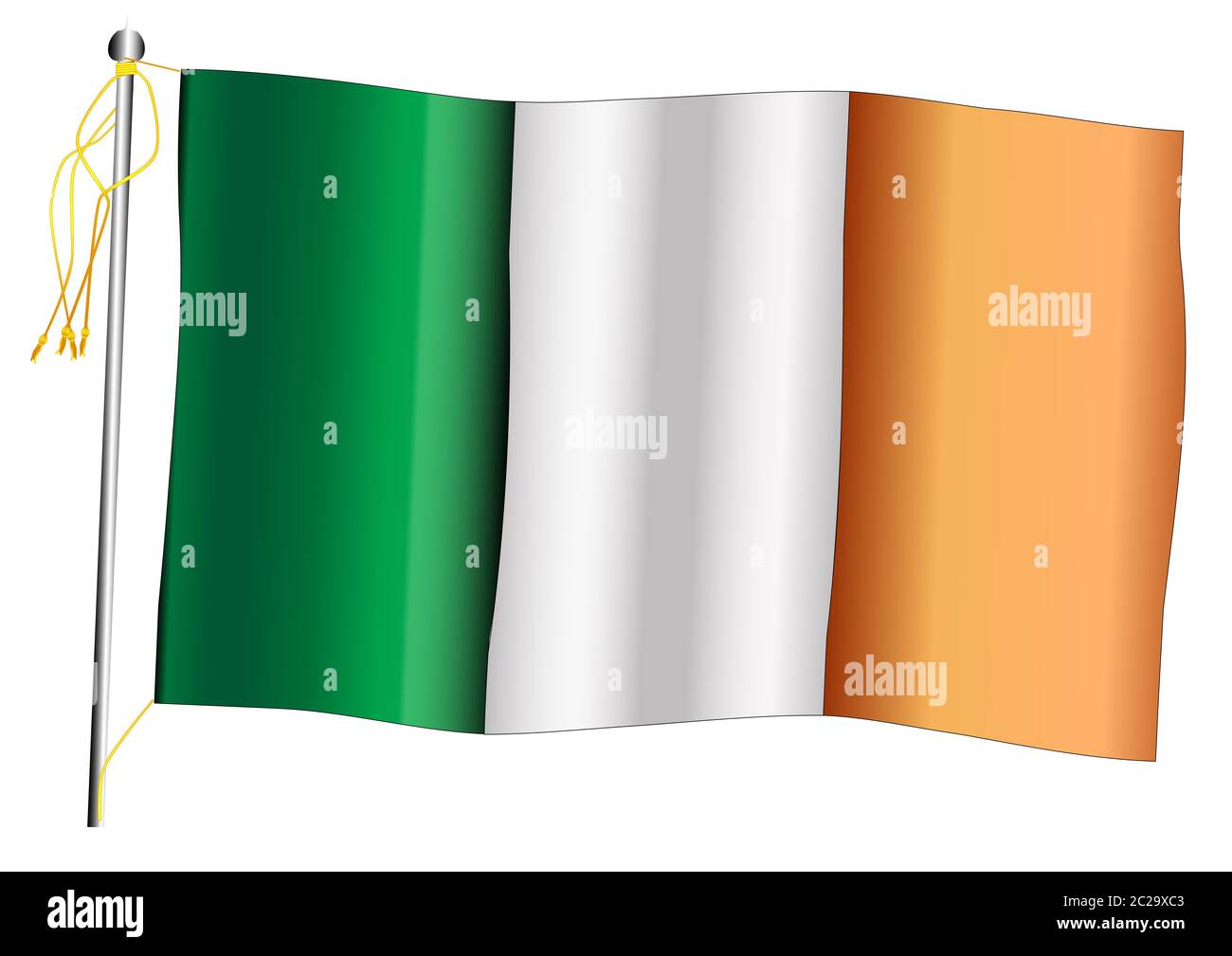 The southern Irelend Irish flag set against against a white background ...
