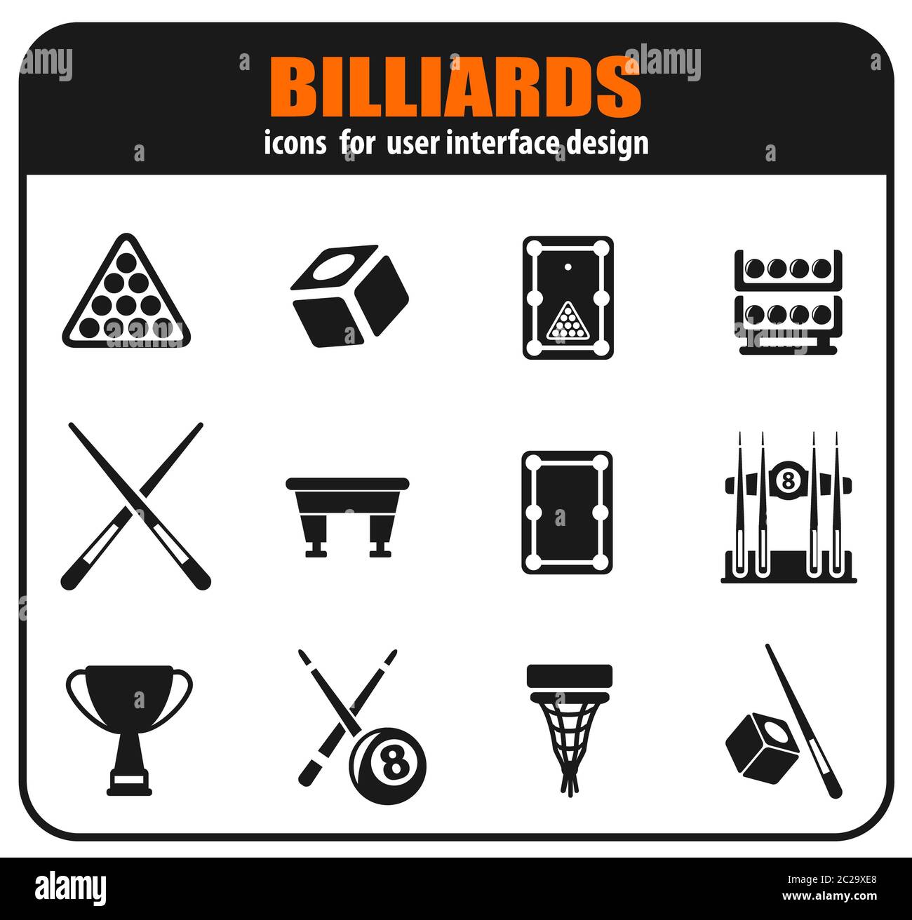 Billiards icon set for your design. vector icons Stock Photo - Alamy