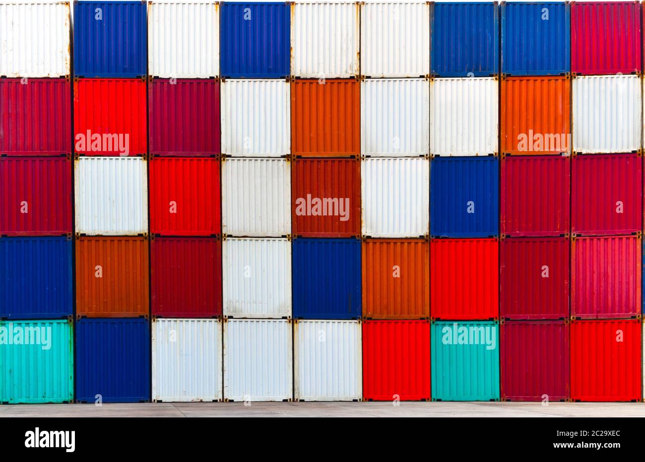 Stack of containers inside container terminal for background. Port ...