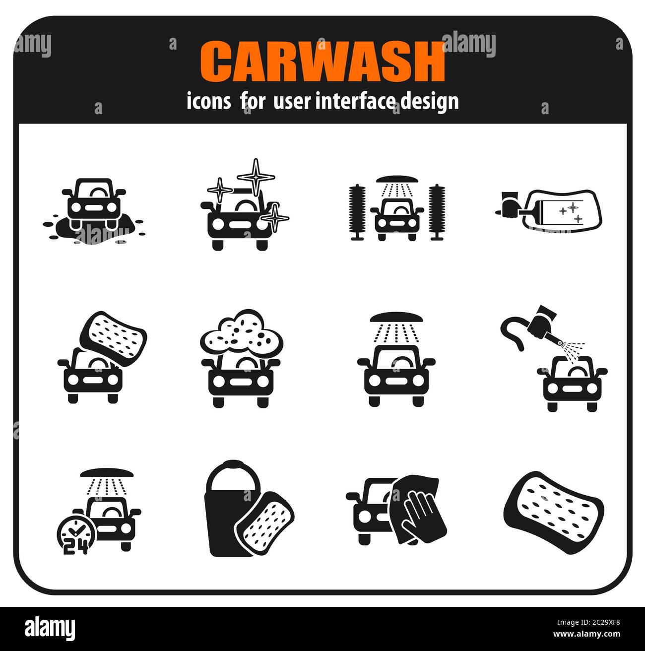 Carwash icon set for your design. vector icons Stock Photo - Alamy