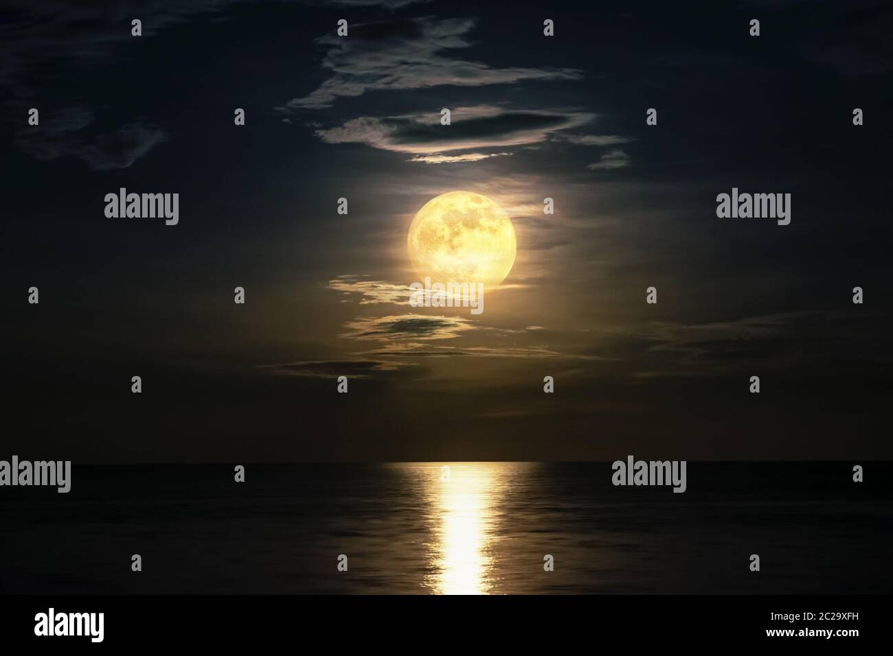 Full moon light reflect in sea water hi-res stock photography and ...
