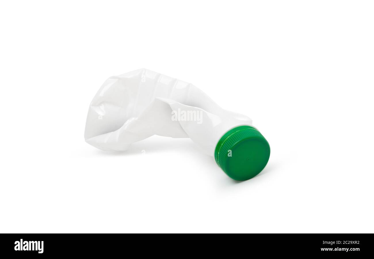 Simple deformed plastic bottle isolated on a white background Stock ...