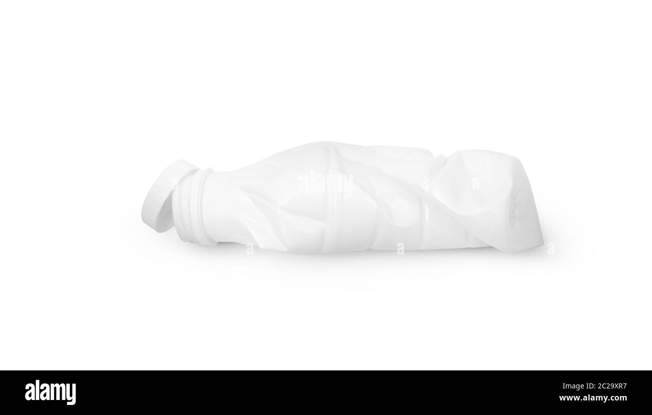 Simple deformed plastic bottle isolated on a white background Stock ...