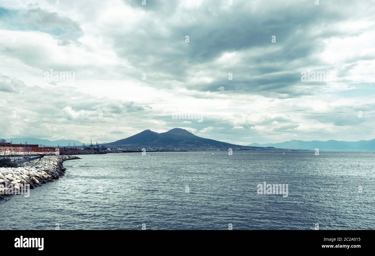 View of Mount Vesuvius from Naples Stock Photo - Alamy