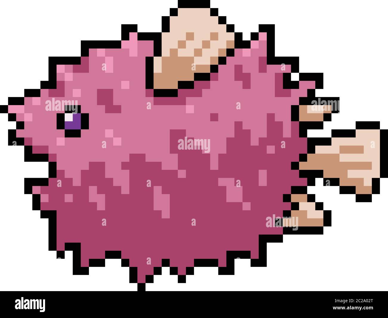 vector pixel art puffer fish isolated cartoon Stock Vector Image & Art ...
