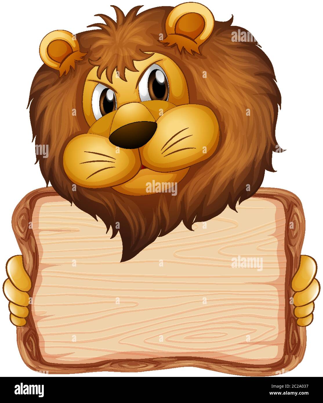 Board template with cute lion on white background illustration Stock ...