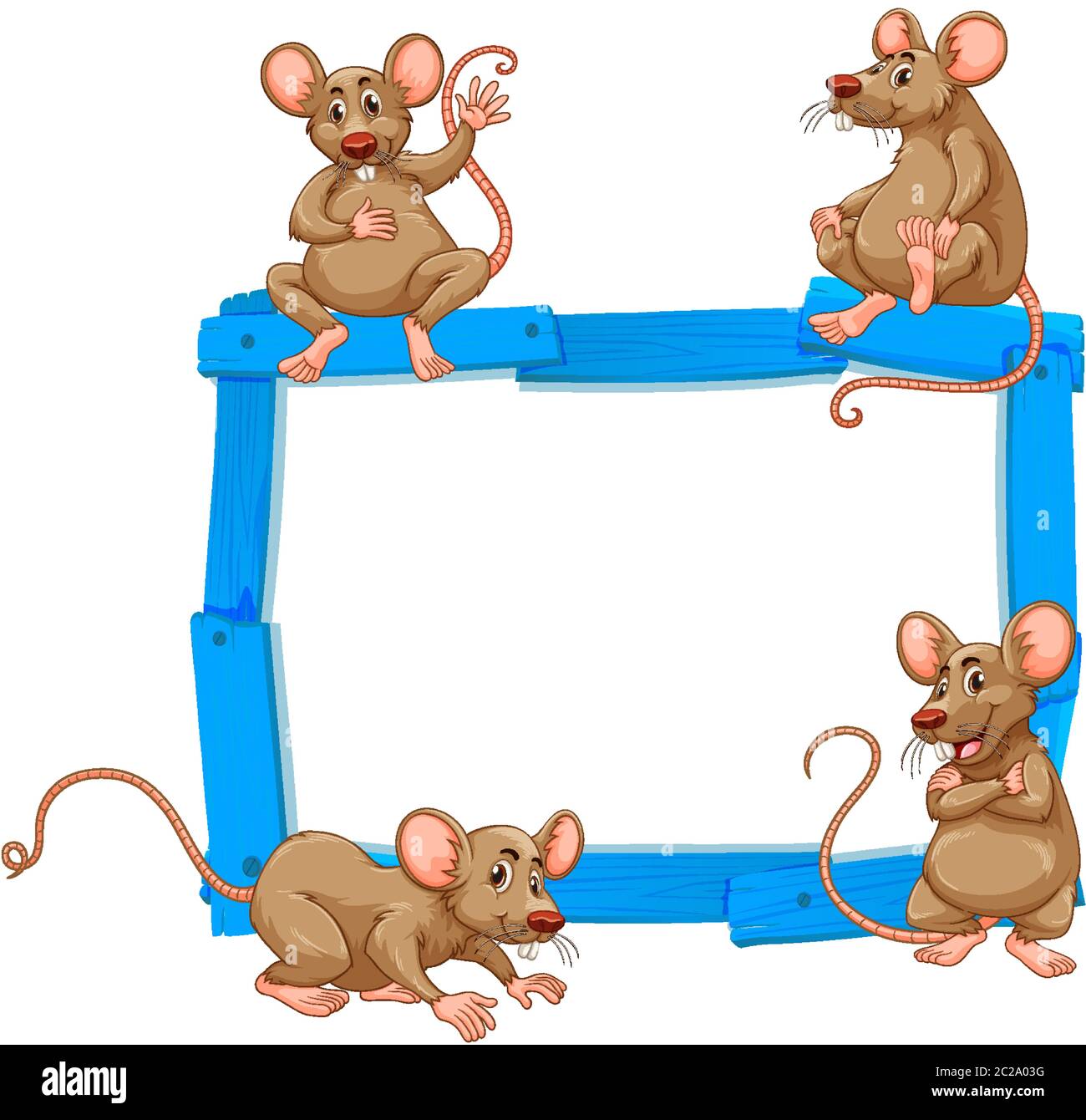 Blank sign template with many rats on white background illustration ...