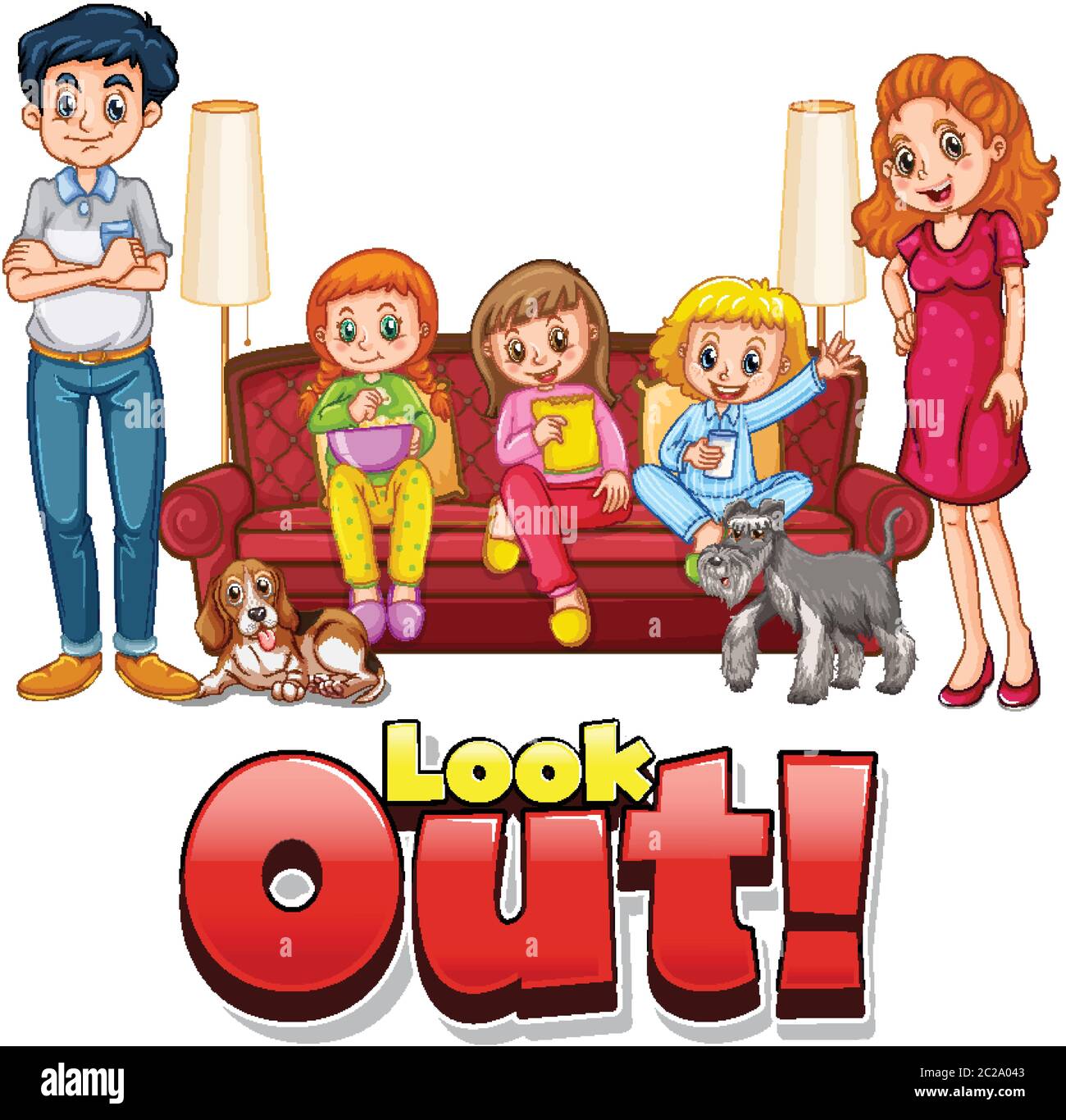 Family member doing activity during lockdown illustration Stock Vector ...