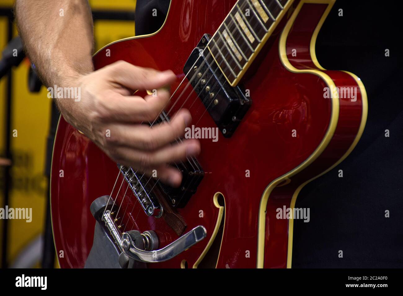 Eletric guitar player hand Stock Photo - Alamy