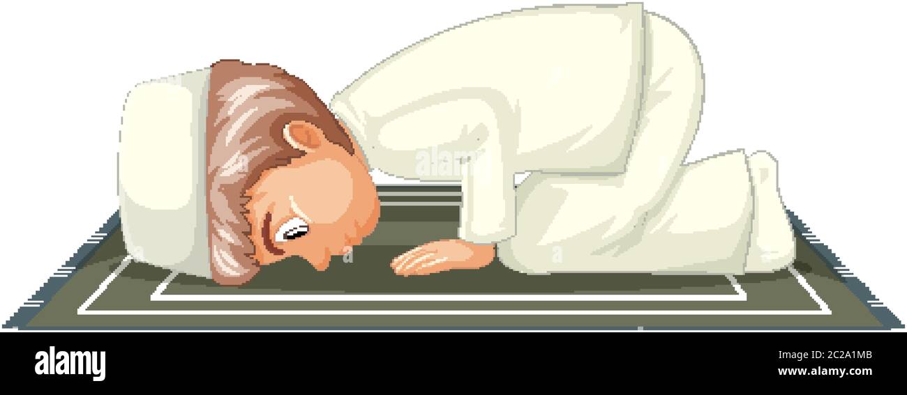 Arab muslim girl in traditional clothing in praying position isolated ...