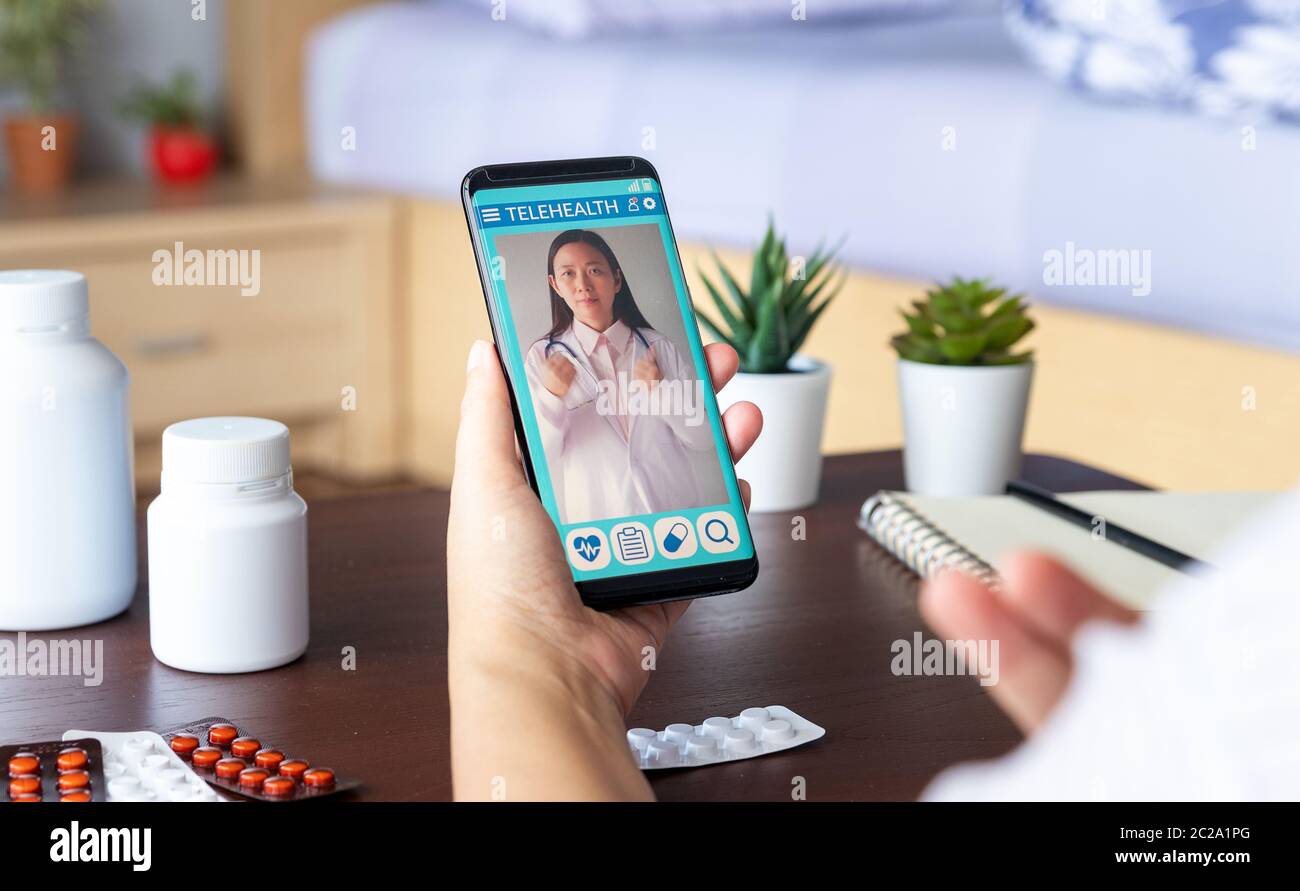 deaf mute patient use video conference, make online consultation by ...