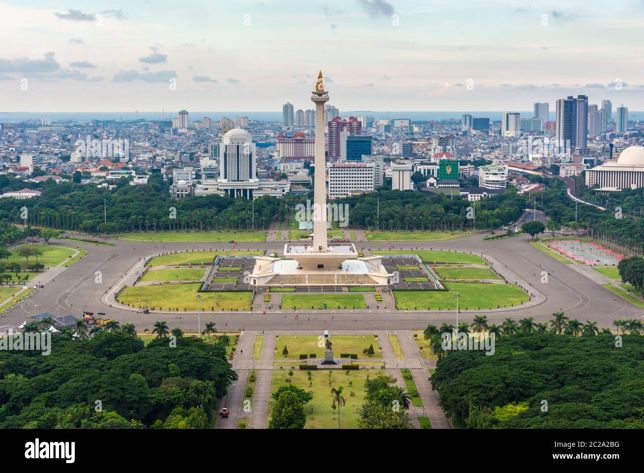 Jakarta, Indonesia - 19th February 2019: Aerial view of Tugu Monas ... Jakarta, Indonesia - 19th February 2019: Aerial view of Tugu Monas ...