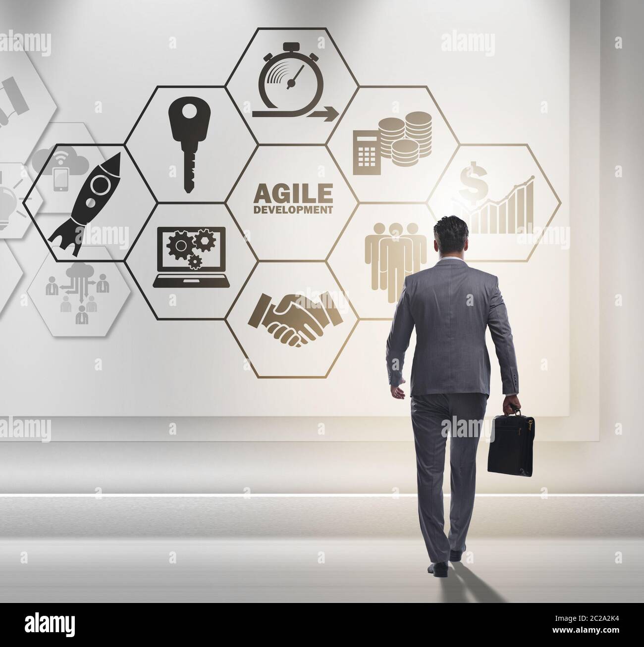 Businessman in agile software development concept Stock Photo - Alamy